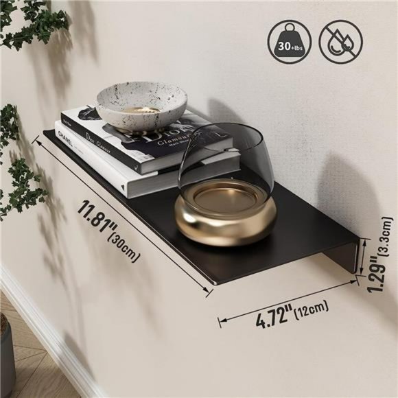 Wall Decor | Metal Wall Shelf Black Floating Shelf Small Shelf 12 ...